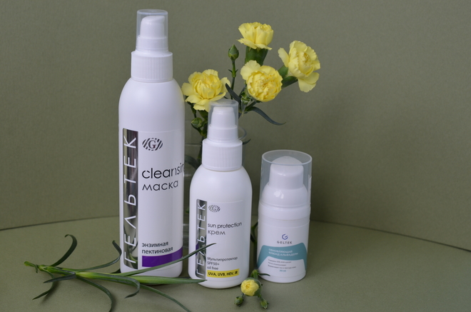 Гельтек: Флюид Альфадерм, Солнцезащитный крем SPF 50+ и Энзимная ...